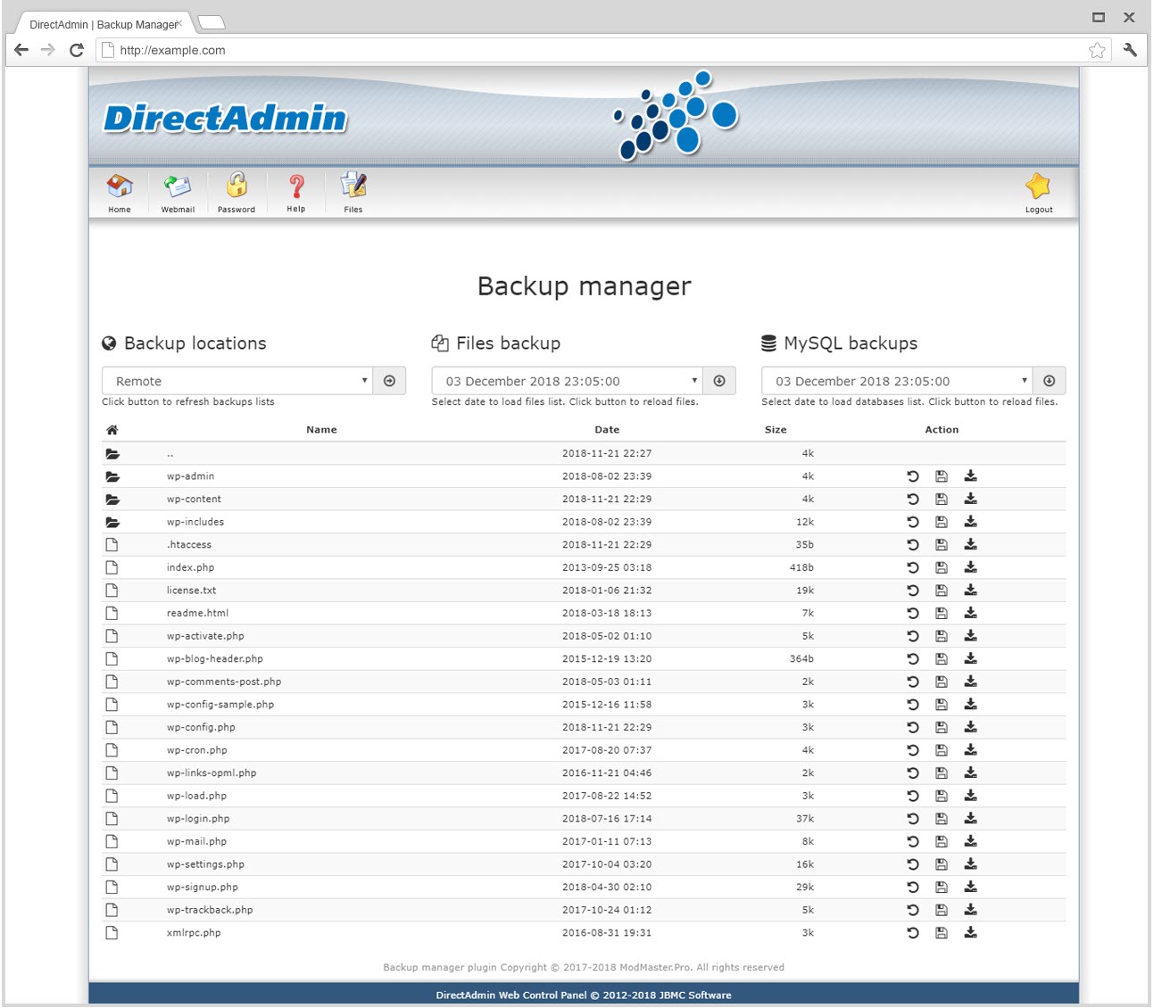 DirectAdmin Backup Manager | ModMaster | IT Services & DirectAdmin plugin development